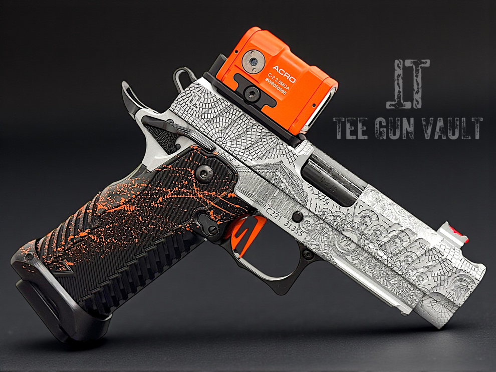 STACCATO CUSTOM C2 “SPARTANS” CHUNK PORTED T7 FULL SIZE GRIPS WITH RED ...