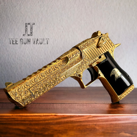 MAGNUM RESEARCH DESERT EAGLE .50AE 24K GOLD PLATED FULLY ENGRAVED – Tee ...