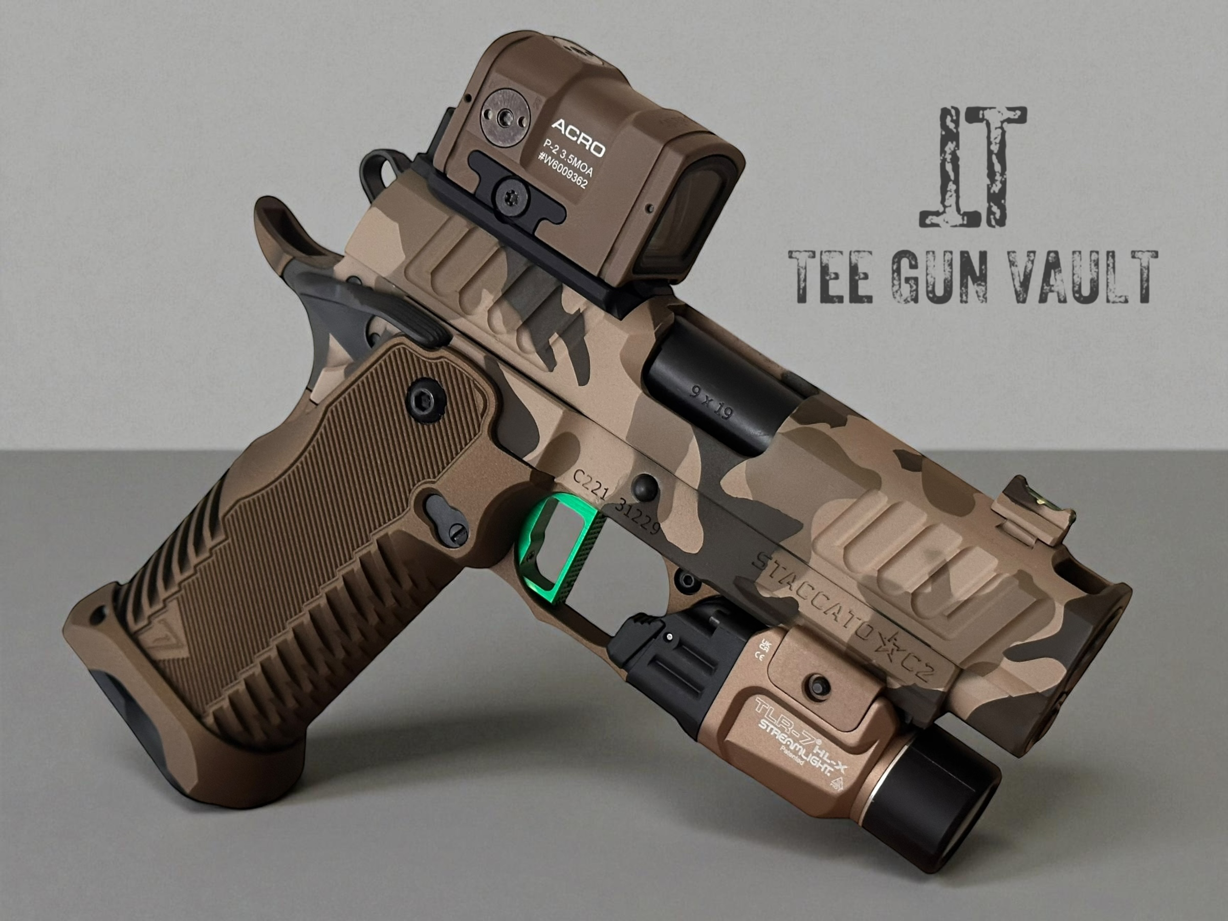 STACCATO CUSTOM C2 PORTED 3.9” MULTICAM WITH T7 ALUMINUM GRIPS INFINIT ...