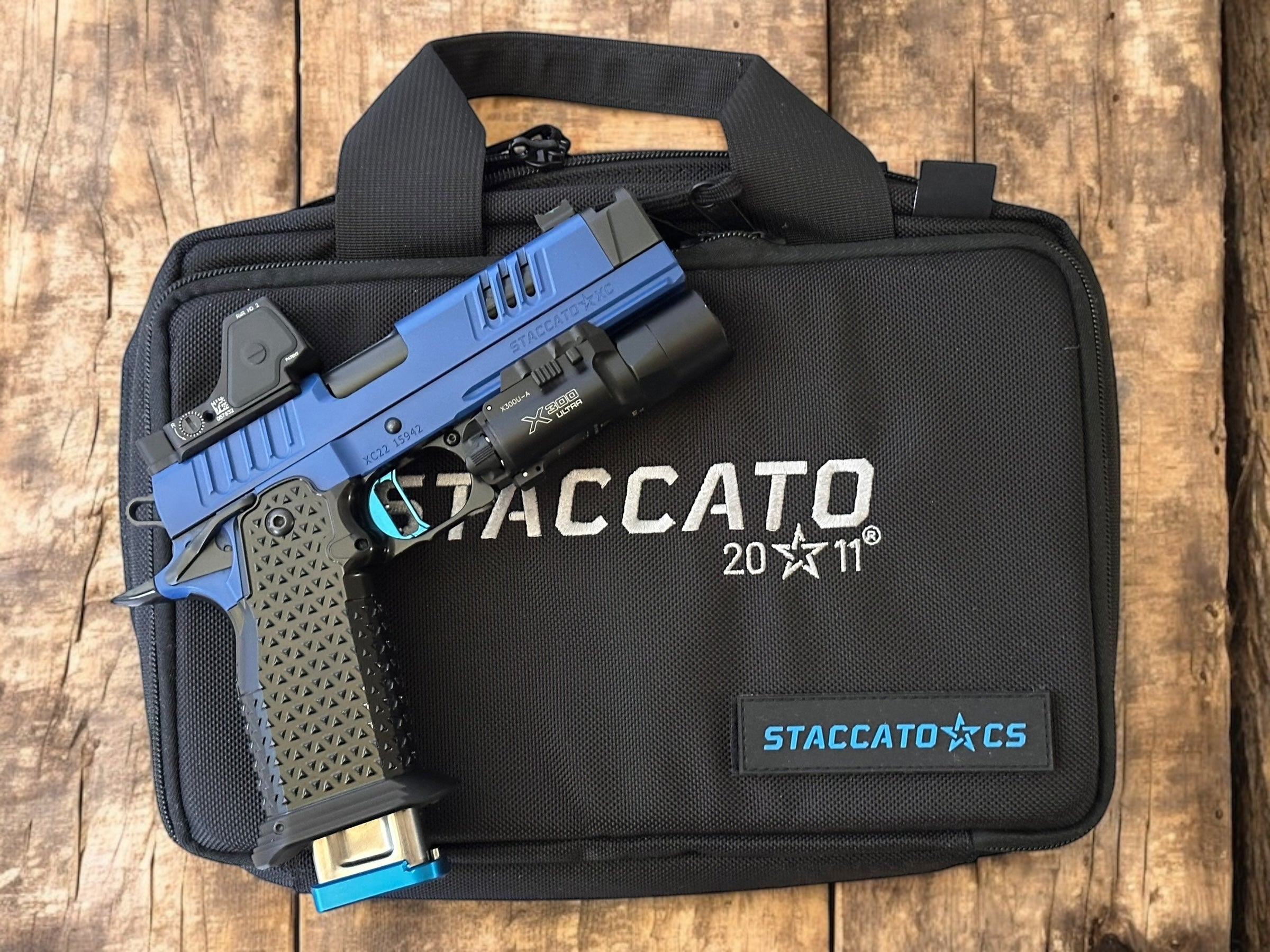 STACCATO CUSTOM XC WITH BLUE ATLAS TRIGGER AND GRIP 9MM RMR HD AND X30 ...