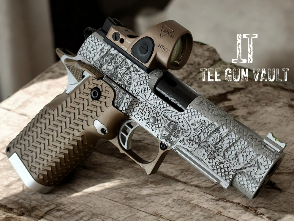 STACCATO CUSTOM C2 PORTED "VIKING EDITION" ALUMINUM GRIPS SILVER/BRONZ ...