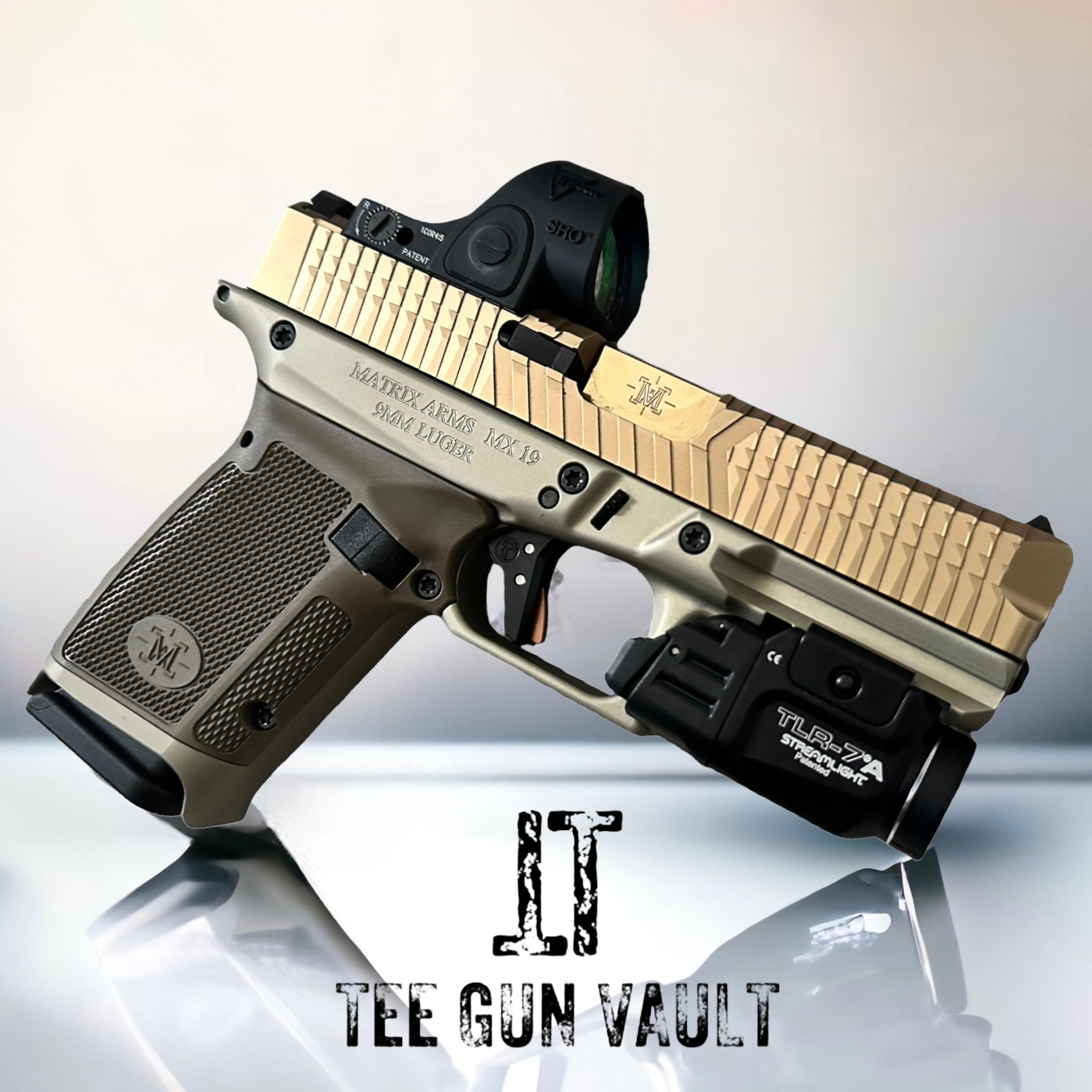 MATRIX ARMS MX19 FDE ALUMINUM FRAME GOLD BARREL SRO/TLR7A – Tee Gun Vault