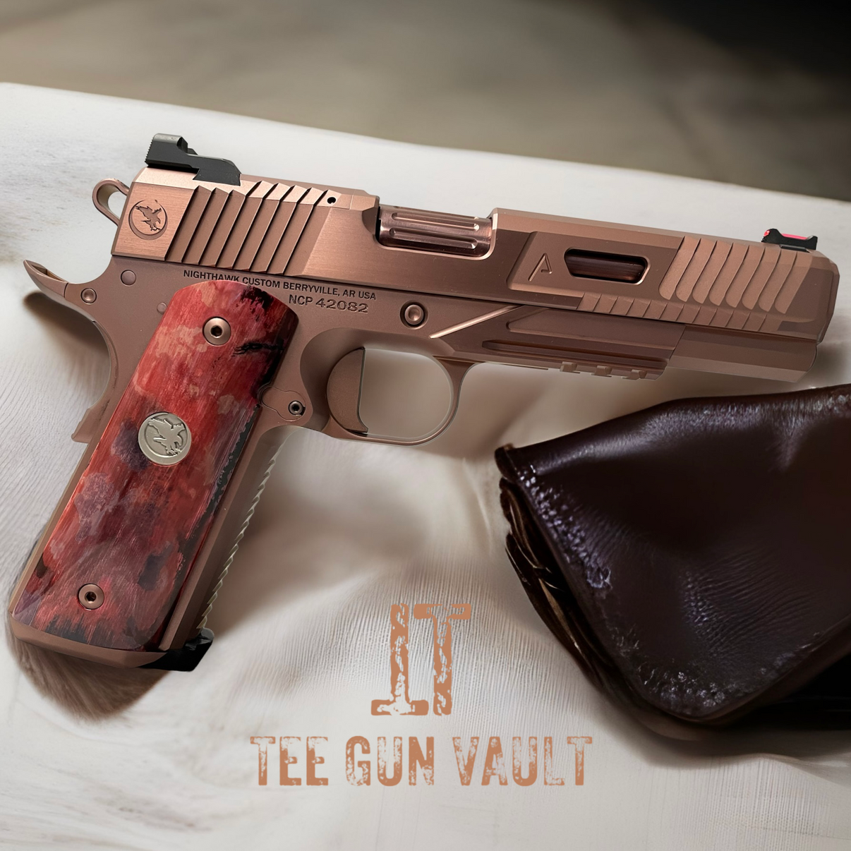 NIGHTHAWK CUSTOM AGENT 2 ROSE GOLD 9MM WITH MAMMOTH IVORY GRIPS AND TA ...