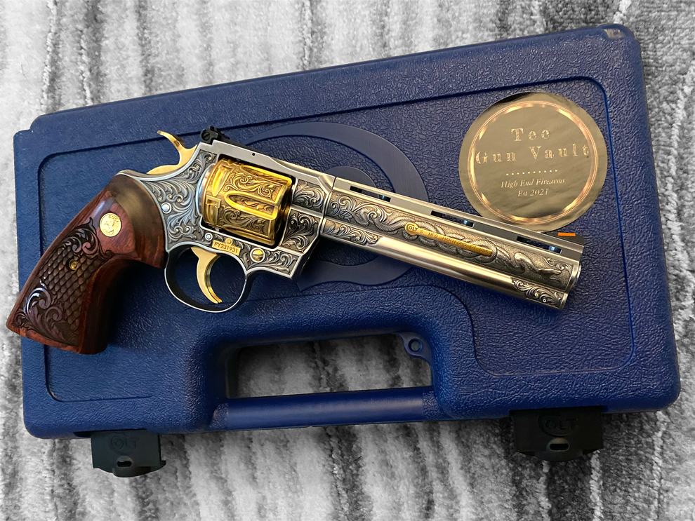 COLT PYTHON 6 INCH ENGRAVED AND 24K GOLD PLATED WITH DIAMONDS – Tee Gun ...